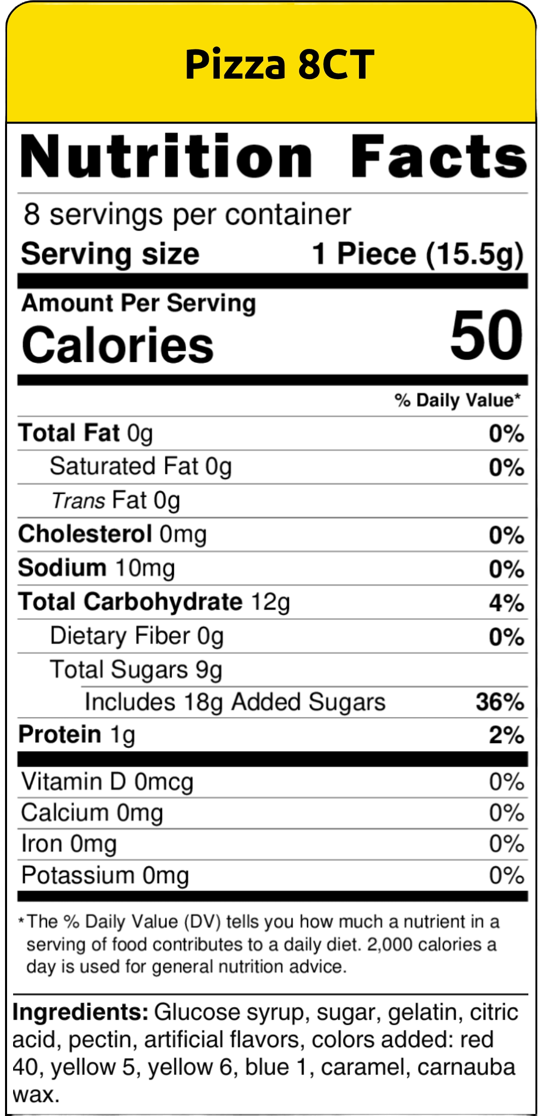 Nutritional Facts Efrutti Nutritional Facts Efrutti